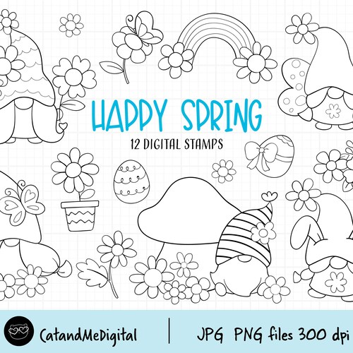 Digital Stamp St Patrick Gnomes Gnome Clipart Gnome Outline - Etsy