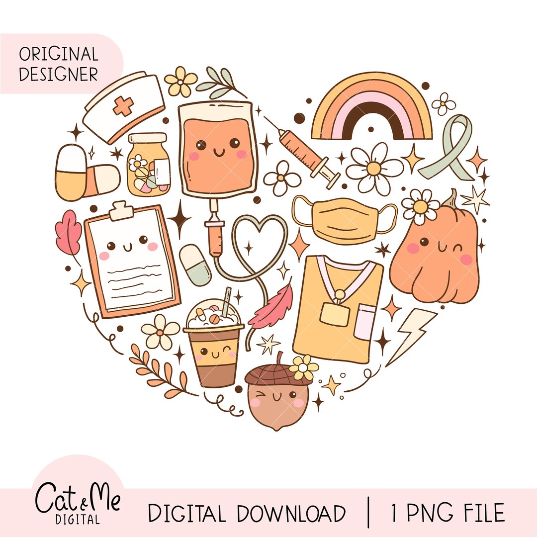 Fall Nurse Life Png Retro Nurse Png Doodle Nurse Autumn Fall Vibes Png ...