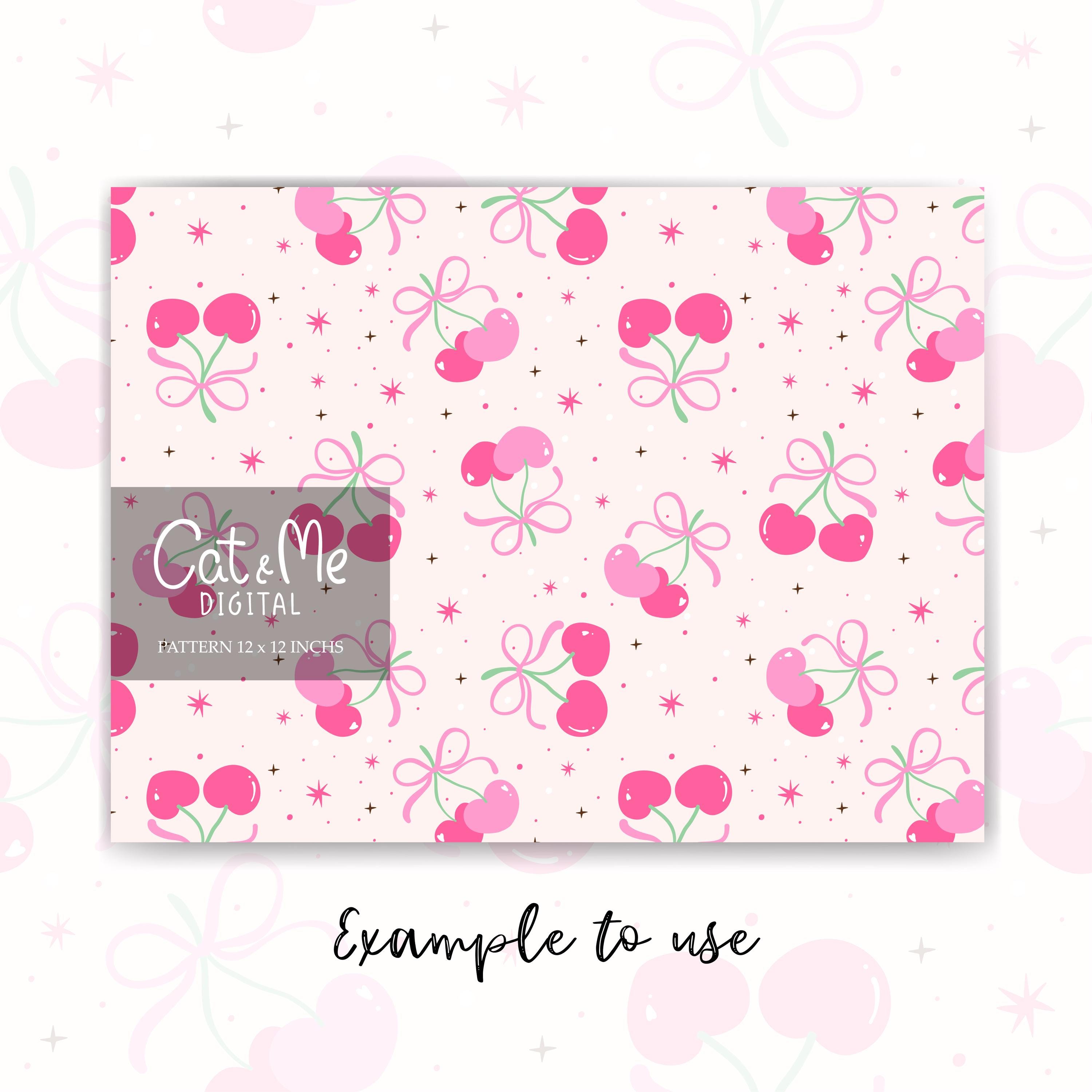 Pink Coquette Cherry Valentine Pattern Retro Cherries Seamless Cherry ...