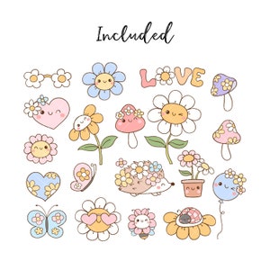 Retro Flower Power Clipart Groovy Flower Png Hippie Florals Png ...