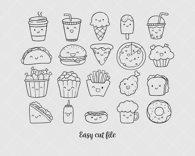 Doodle Fast Food Svg Food Svg Junk Food Svg Party Food Svg Friendship ...