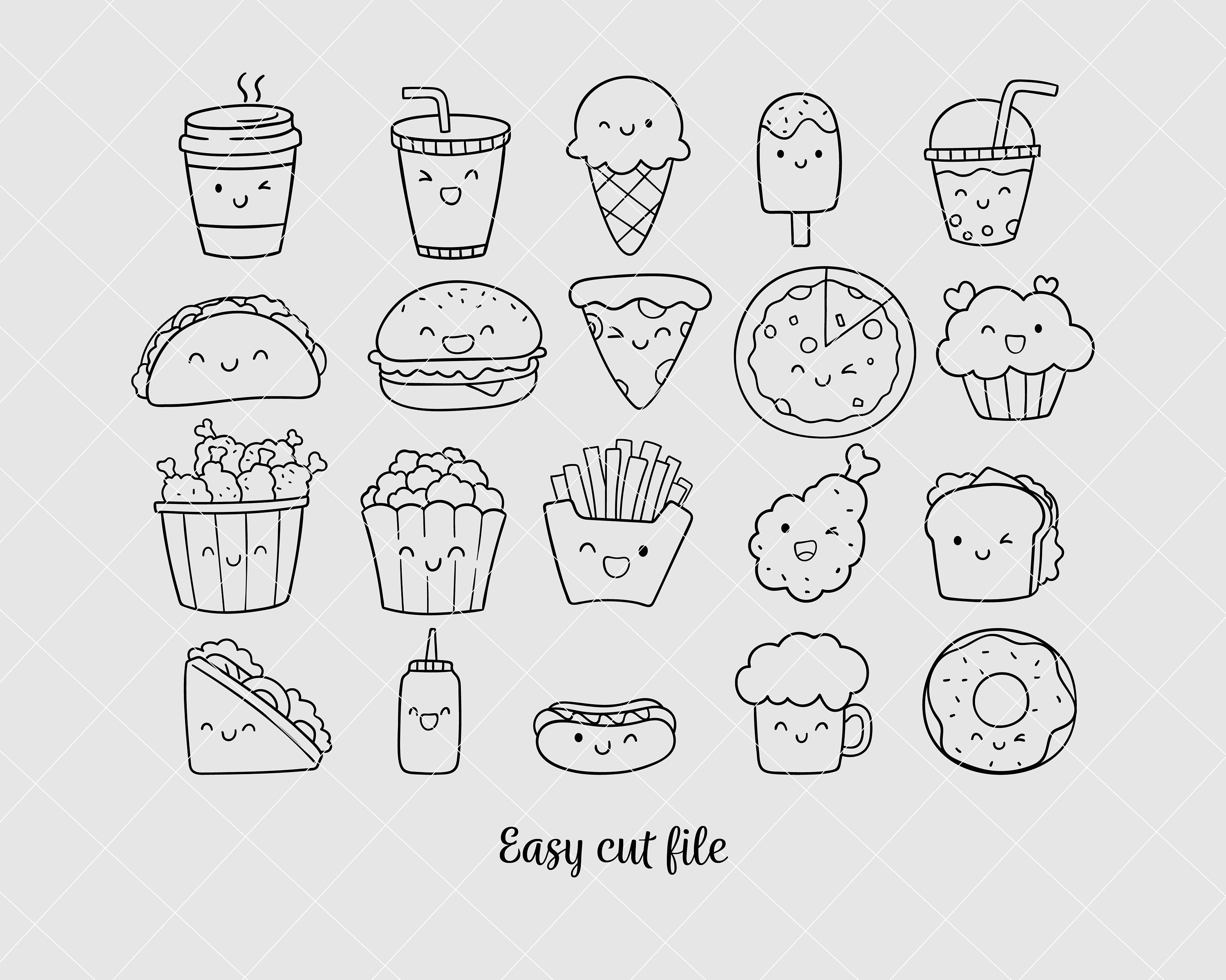 Buy Doodle Fast Food Svg Food Svg Junk Food Svg Party Food Svg ...