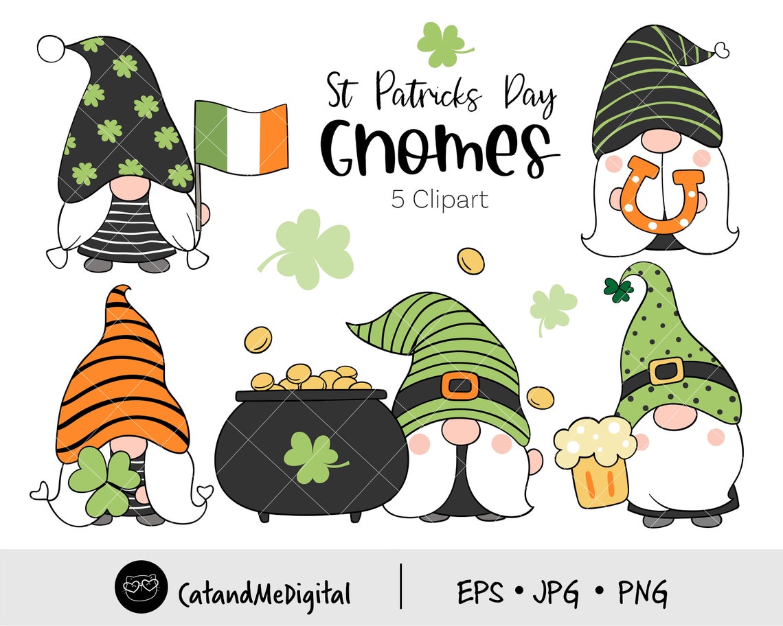 St patrick day gnomes png Lucky clipart Clover clipart Nordic | Etsy