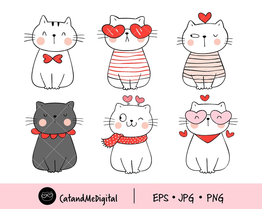 Cute Cat Valentine Clipart Valentine Clipart Valentine Love Love ...