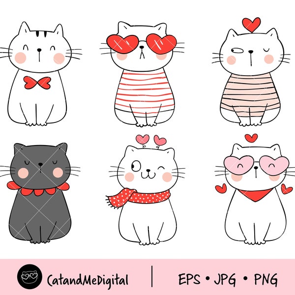 Cute Cat Clipart - Etsy