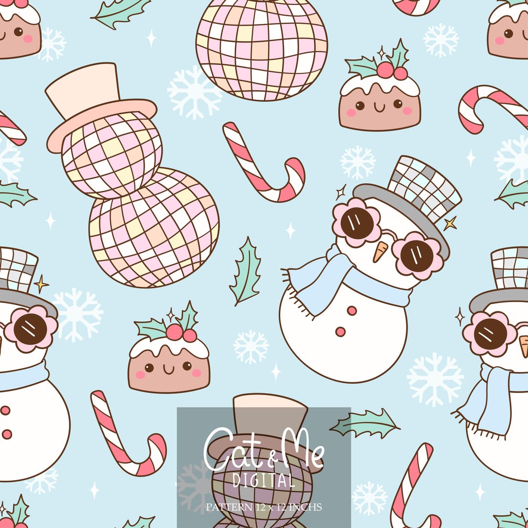 Groovy Snowman Seamless Pattern Christmas Pattern Snowman Repeating ...