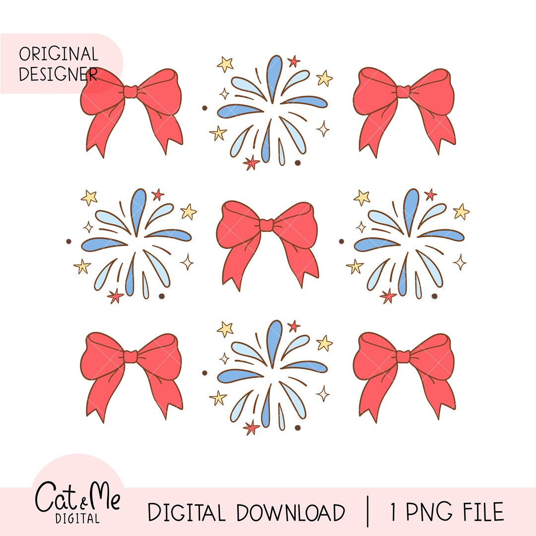 Coquette Fourth of July Png Fireworks Bow Png 4th of July Sublimation ...
