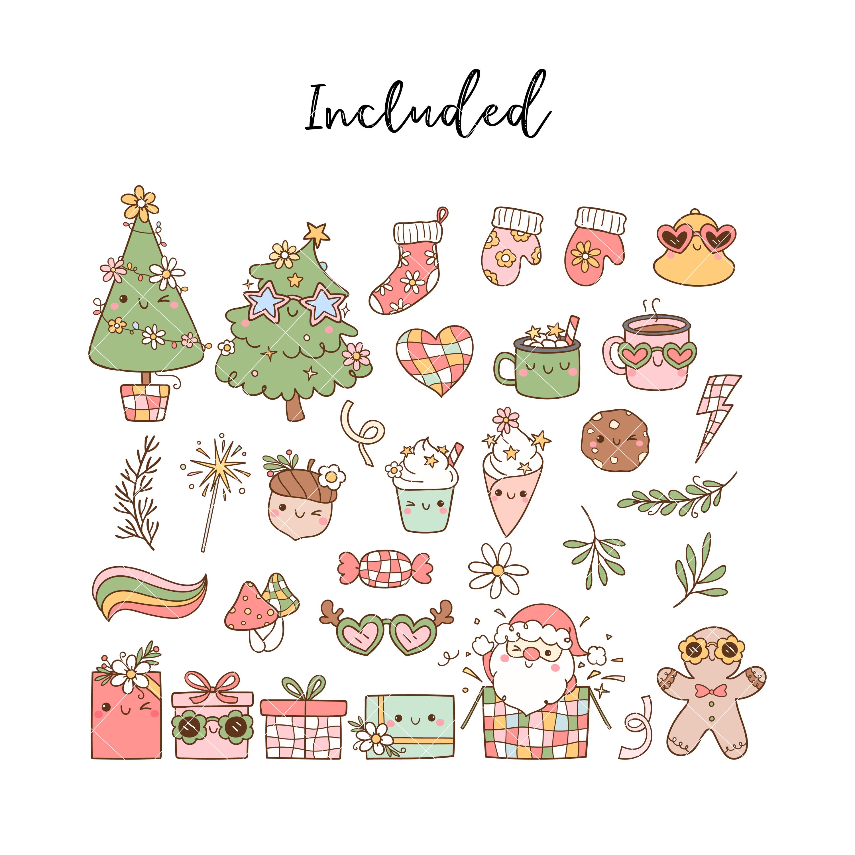 Groovy Retro Christmas Clipart Hippie Christmas Flower Merry Christmas ...