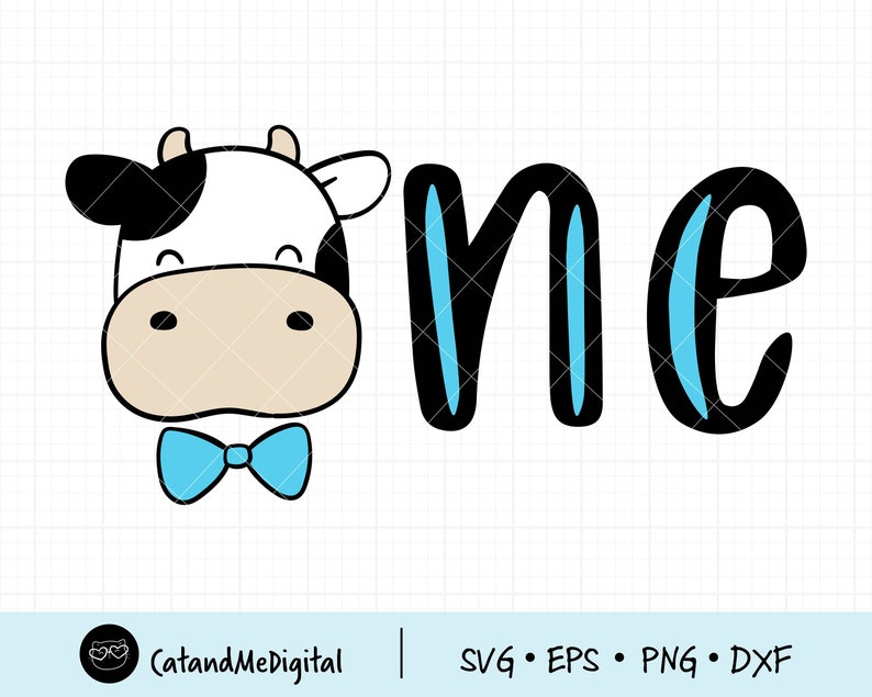 Cow Boy Birthday Svg Cow One Svg Birthday Boy Clipart Kid Cow - Etsy