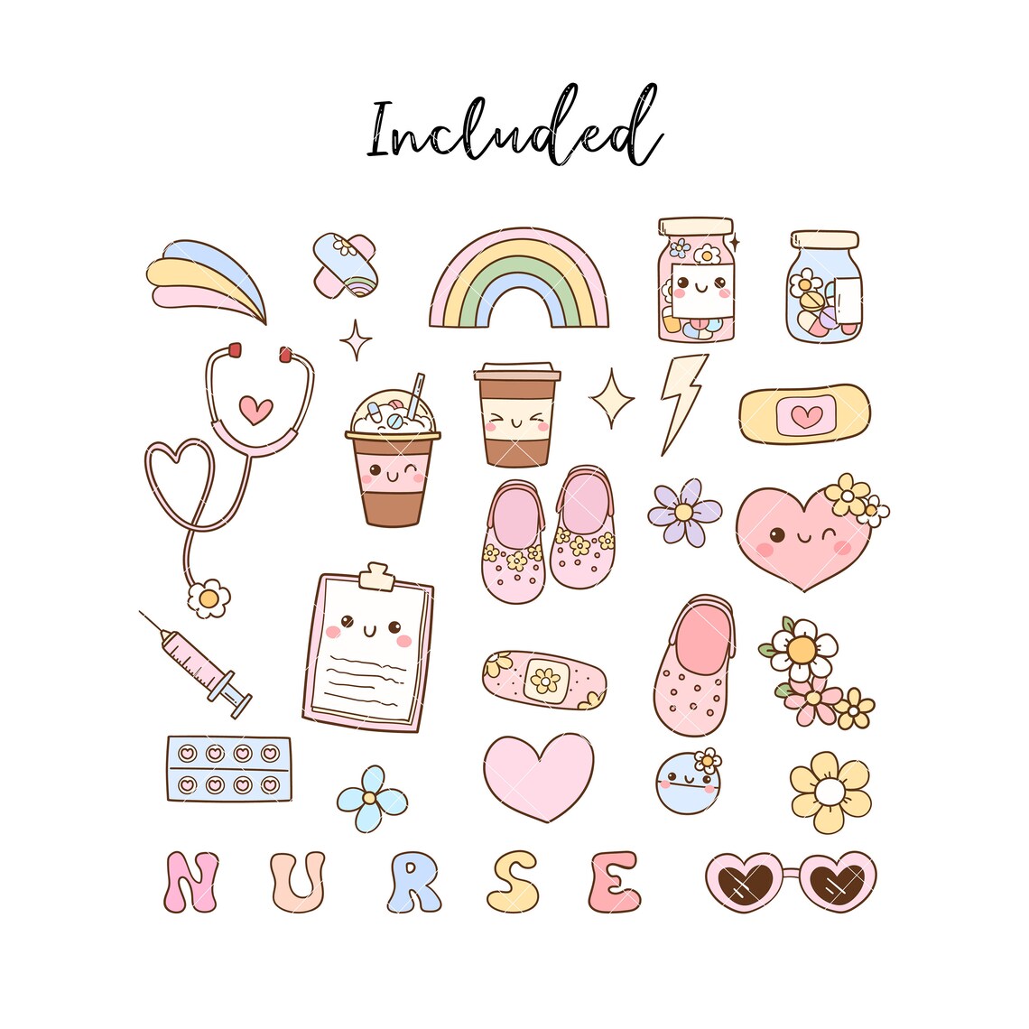 Retro Nurse Life Clipart Pink Nurse Png Medical Clipart Groovy Mental ...