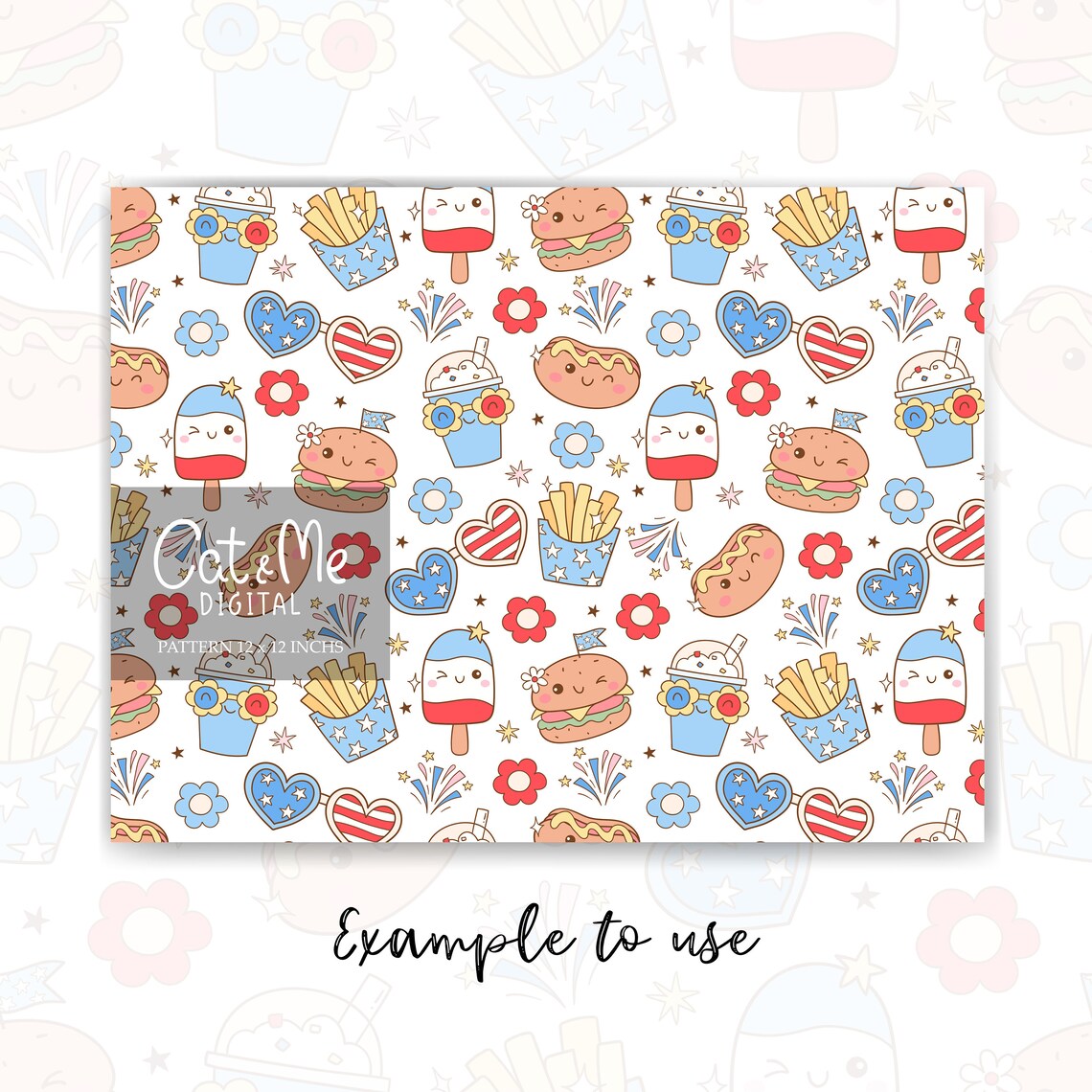 Funny Groovy Fourth of July Pattern Retro Patriotic Seamless Fourth of ...