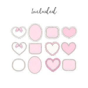 Pink Coquette Bows Clipart Valentine Heart Bow Frame Png Whimsical ...