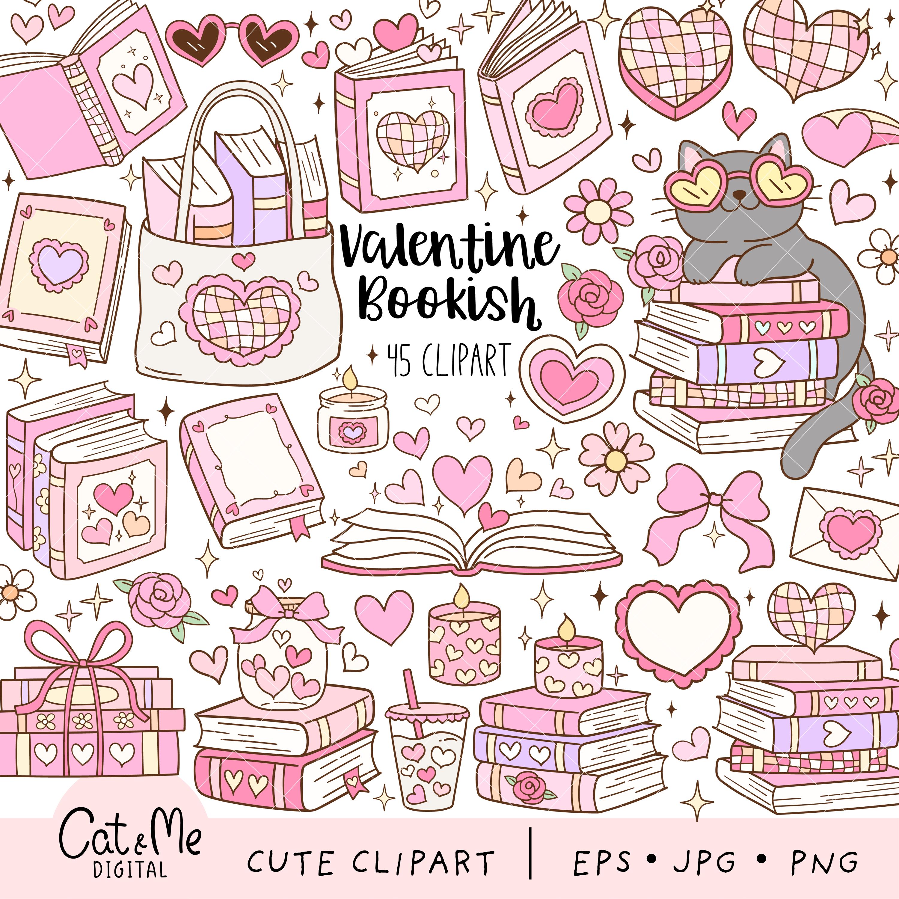 Valentine Bookish Clipart Groovy Bookish Png Cozy Readers Png Cozy ...