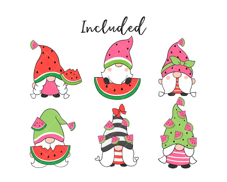 Watermelon Gnome Clipart Summer Gnomes Clipart Summer Fruit - Etsy