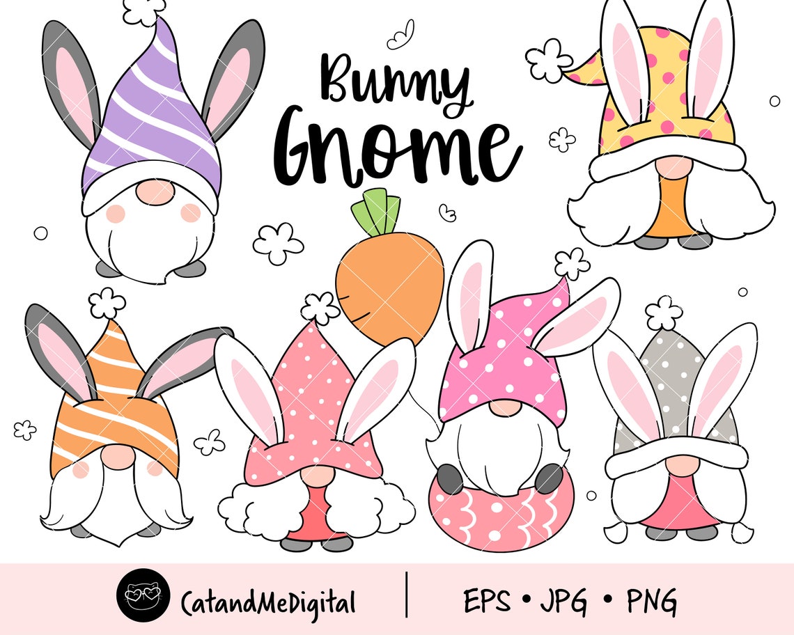 Bunny Gnome Clipart Easter Clipart Spring Gnome Nordic Gnomes - Etsy