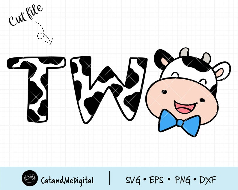 Cow Two Birthday Svg Cow Two Svg Birthday Boy Clipart Kid Cow Svg 2nd ...