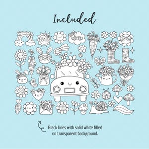 Doodle Flower Spring Digital Stamp Outline Spring Coloring Flower Power ...