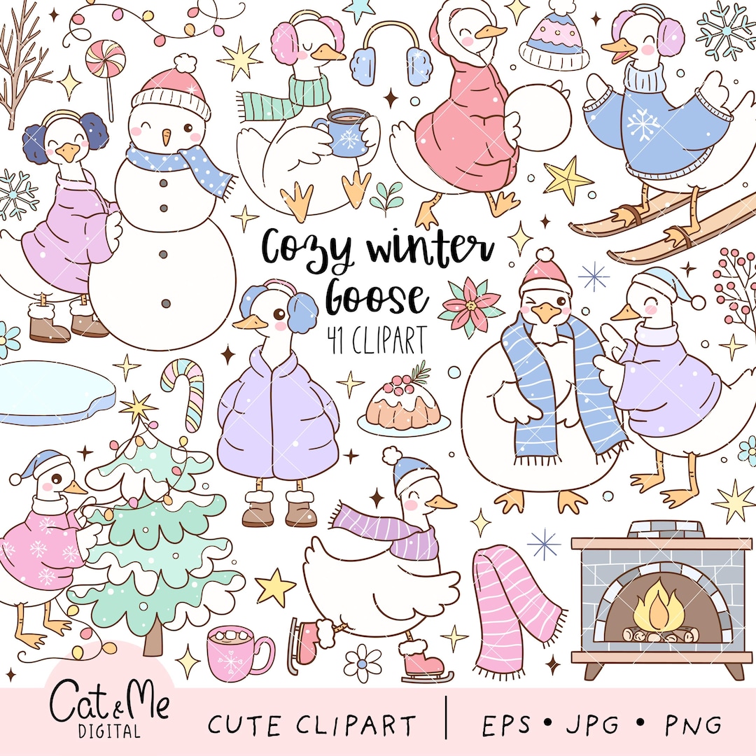 Cozy Winter Goose Clipart, Christmas Goose Clipart, Silly Goose Clipart ...