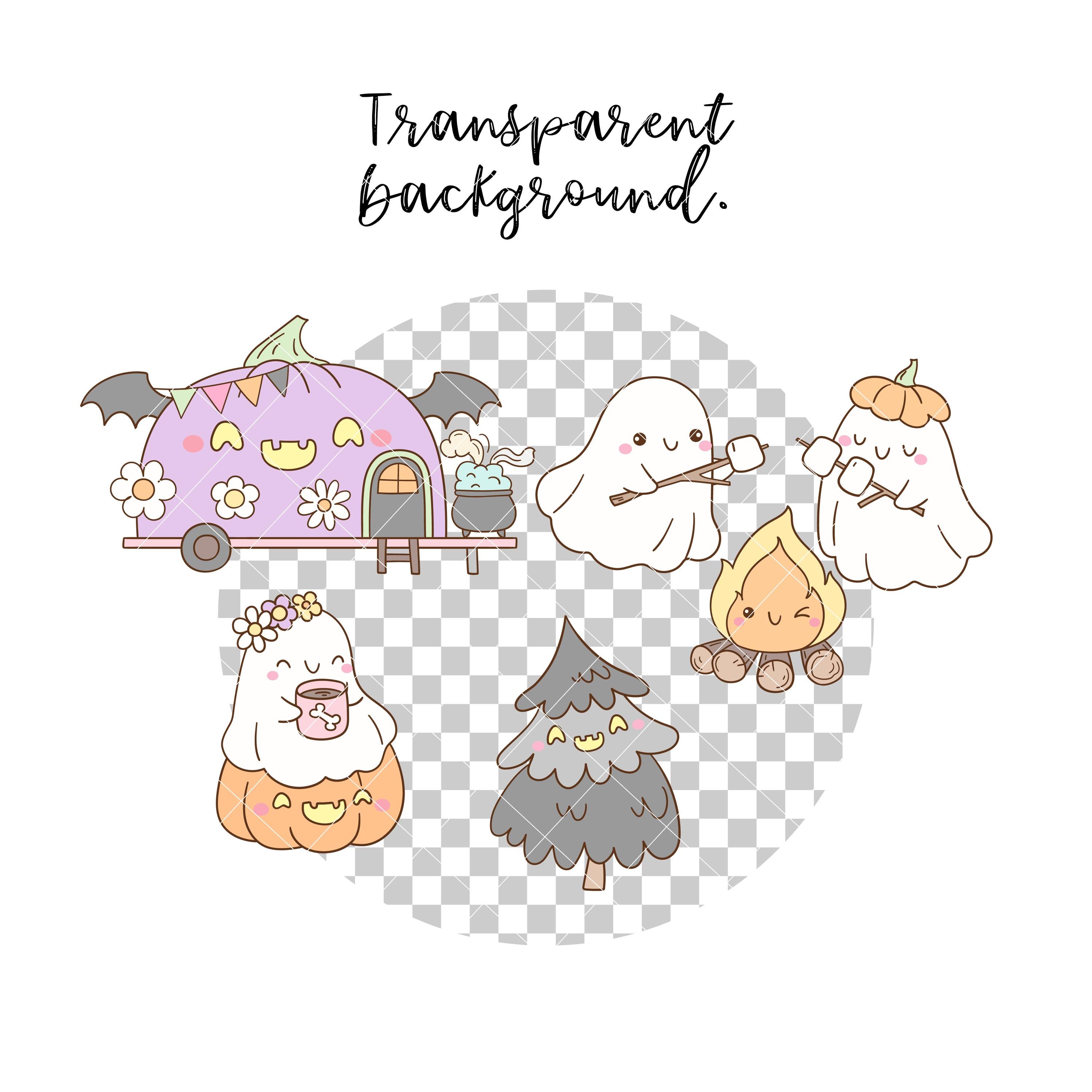 Spooky Camping Clipart Pastel Halloween Clipart Ghost Campfire Png Fall ...