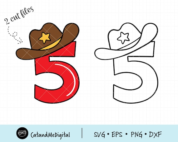 Number Five Cowboy Svg 5th Birthday Svg Birthday Boy Girl Cow - Etsy