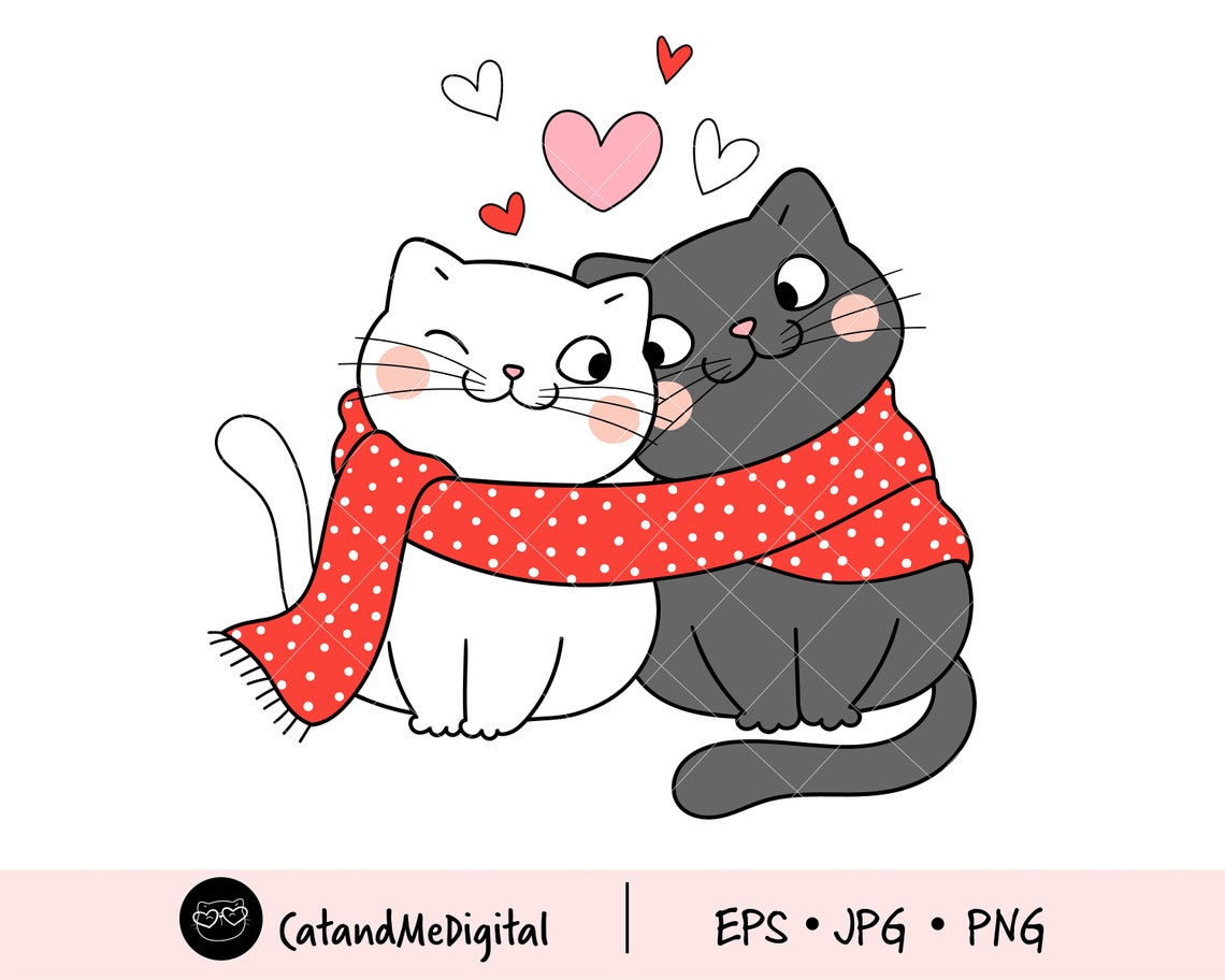 Cat Valentine Clipart Cat Clipart Pet Valentine Cat Lovers Valentines ...