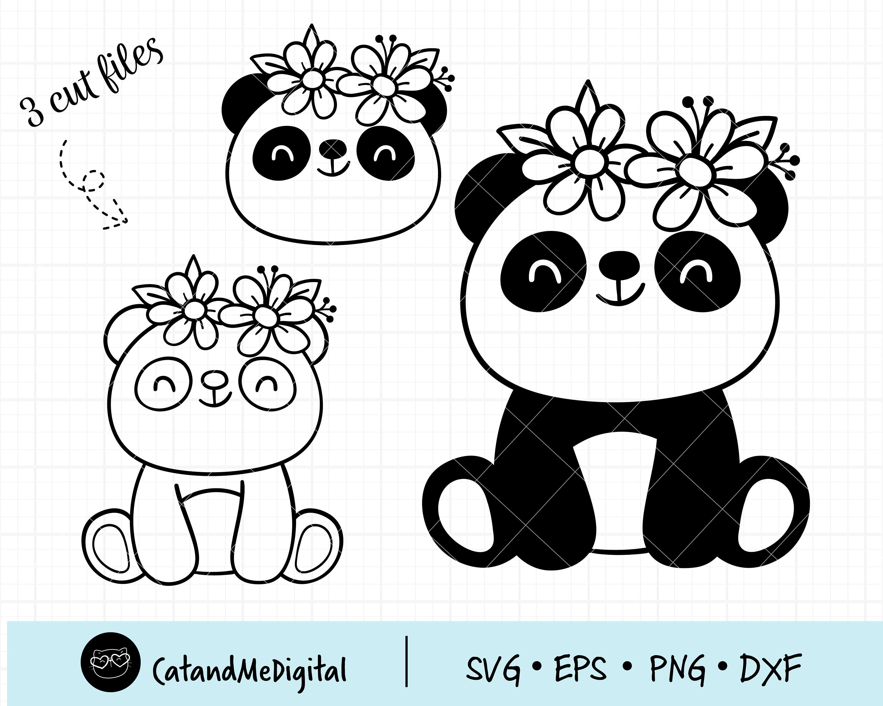 Baby Panda With Flower Svg Panda Svg Panda Clipart Bear Svg - Etsy Canada