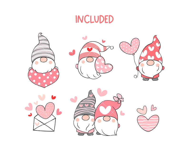 Cute Gnome Valentine Clipart Valentine Clipart Gnome Clipart Couple ...