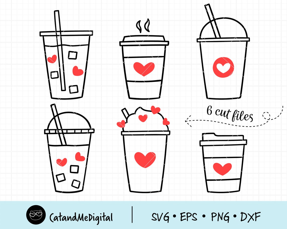 Coffee Cups Svg Bundle Coffee Svg Hot Iced Coffee Svg Coffee | Etsy