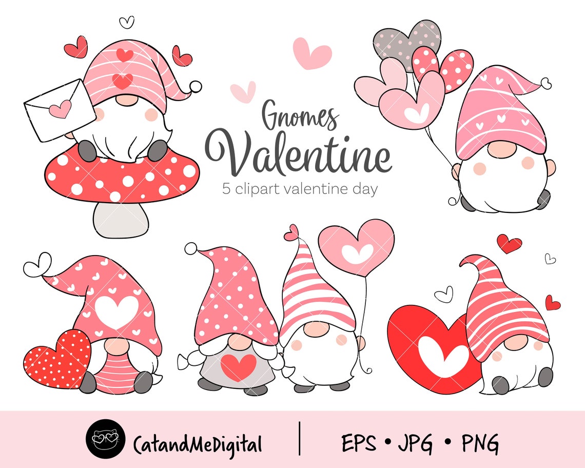 Gnomes Valentine Clipart Valentine Clipart Gnome Clipart Gnome | Etsy