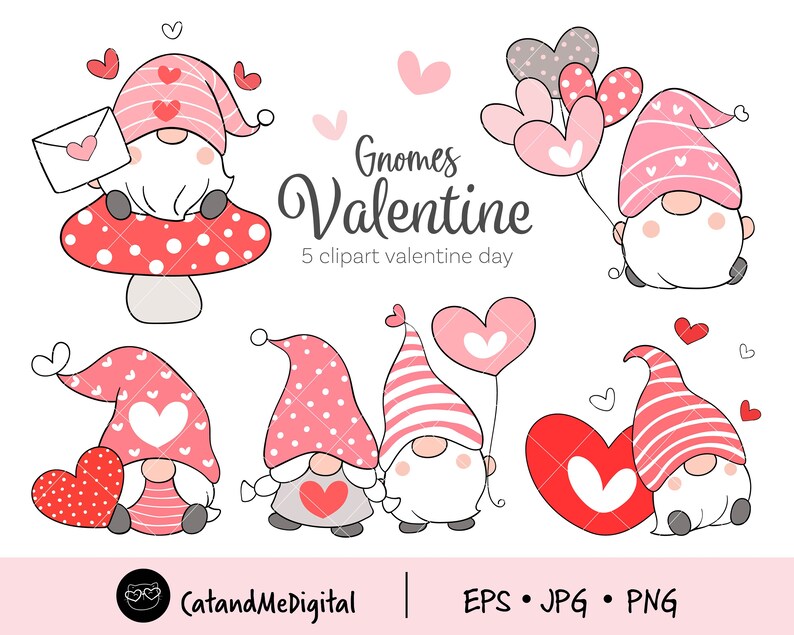 Gnomes Valentine Clipart Valentine Clipart Gnome Clipart Gnome | Etsy