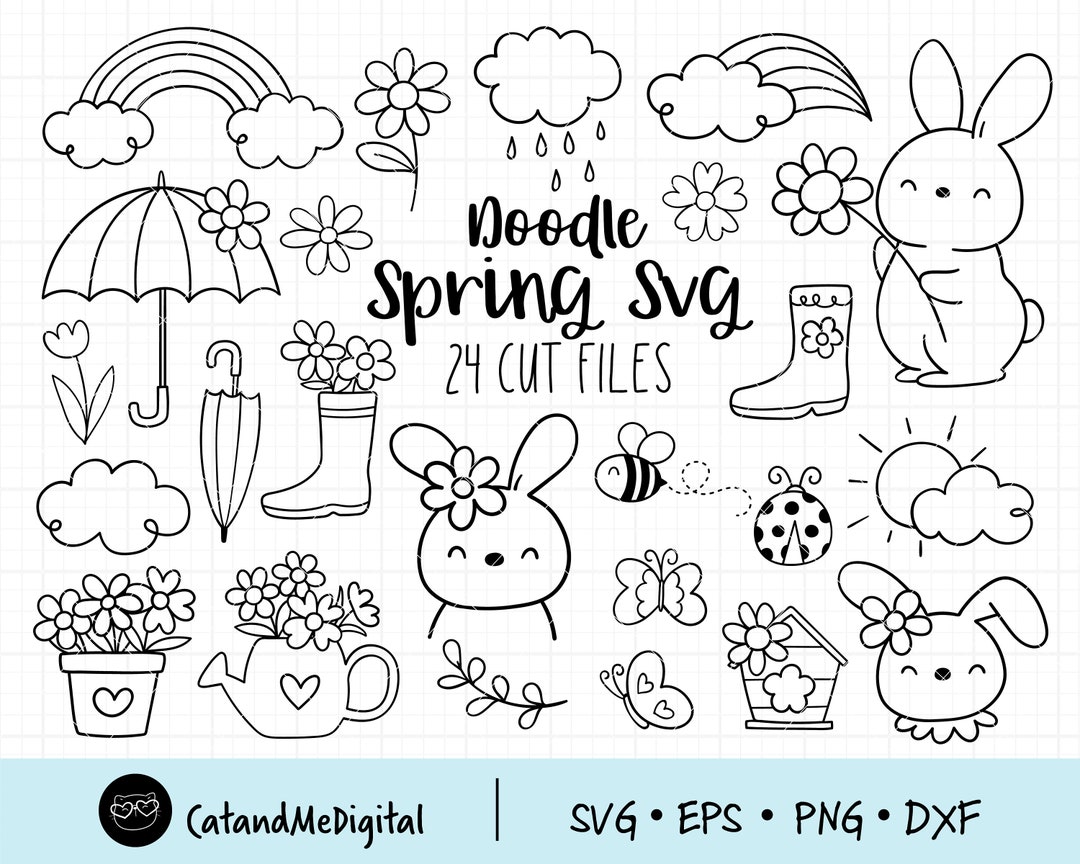 Doodle Spring Svg Spring Clipart Spring Svg Doodle Svg Bunny Svg ...