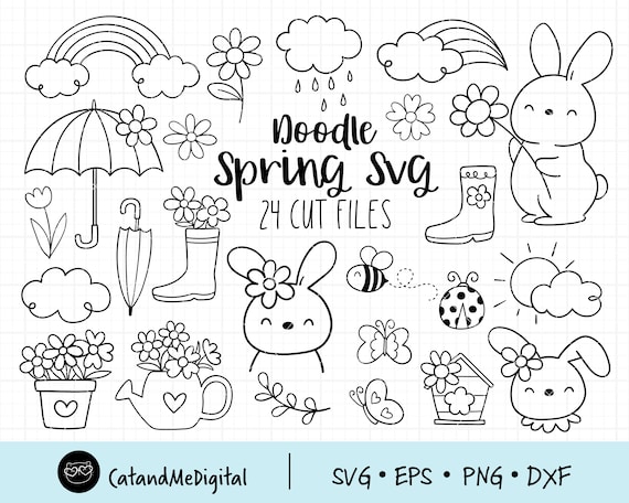 Premier Jour Du Printemps Clipart Noir Et Blanc