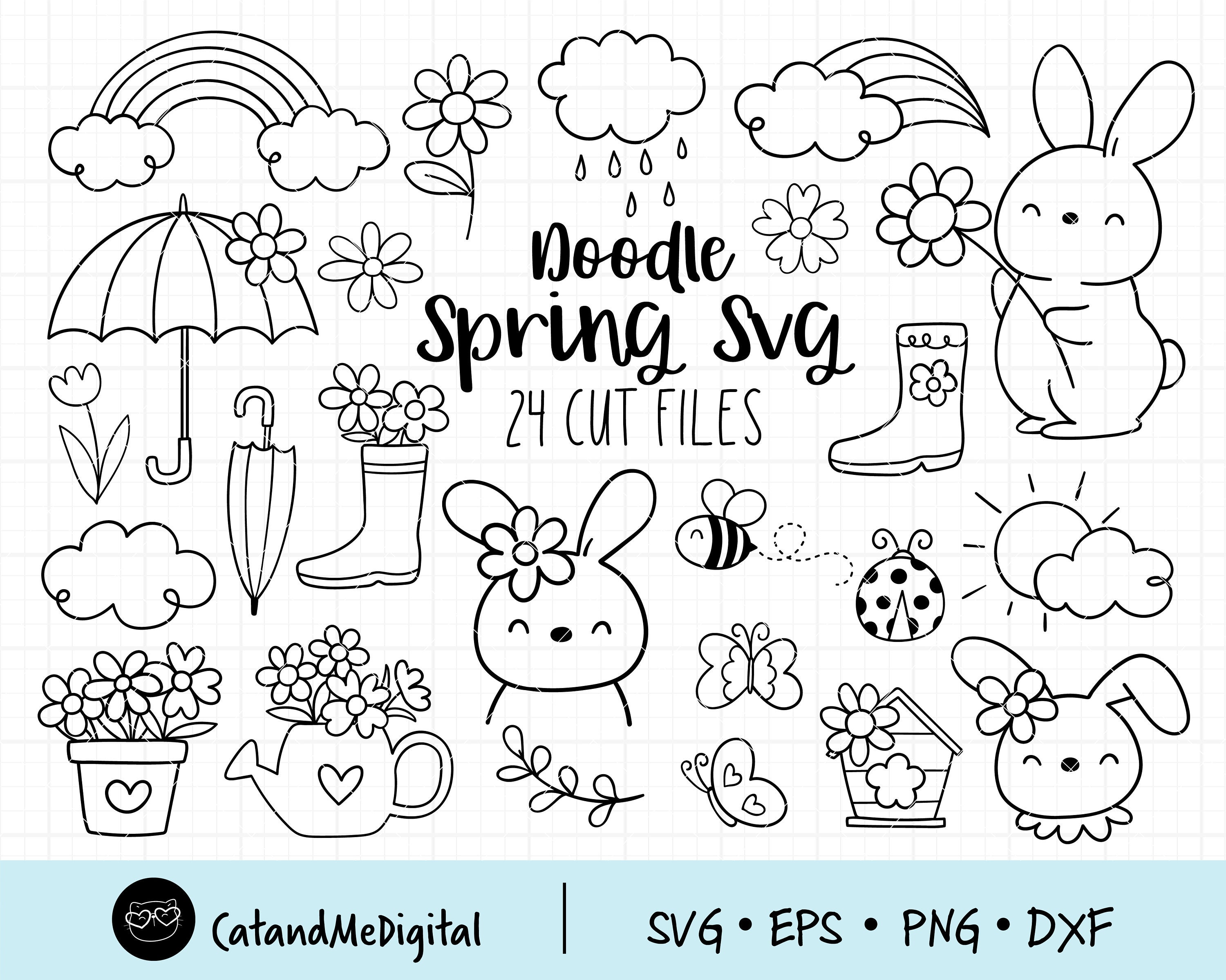 Doodle Spring Svg Spring Clipart Spring Svg Doodle Svg Bunny - Etsy Canada