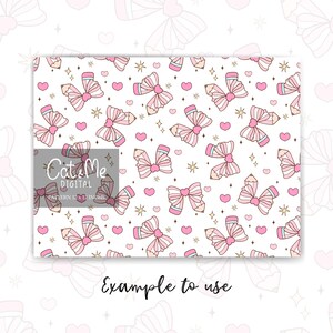 Pastel Coquette Valentine Pencil Seamless Teacher Pencil Bow Pattern ...