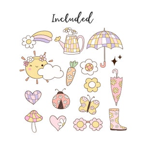 Groovy Spring Clipart Retro Spring Clipart Bunny Png Easter Clipart ...