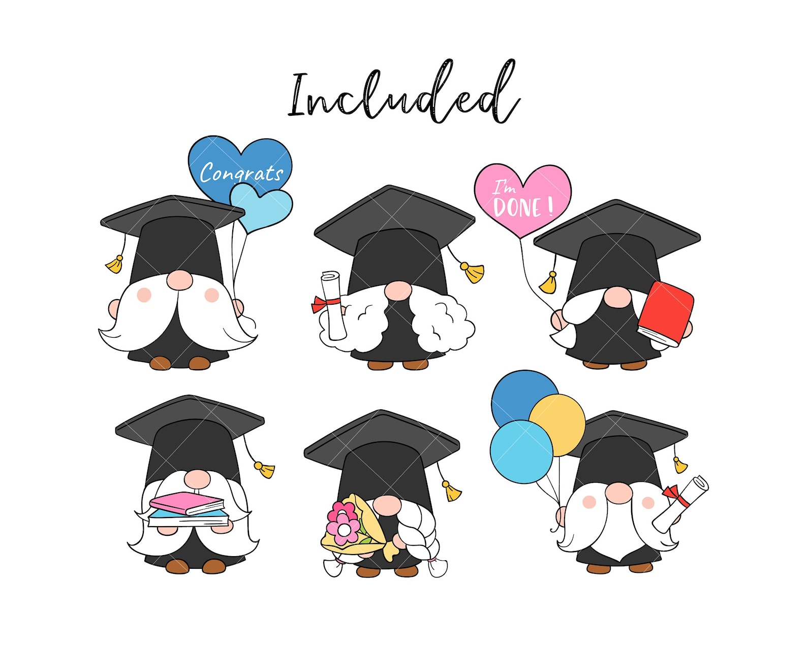 Graduation Gnomes Clipart Gnome Clip Art Graduate Clipart - Etsy