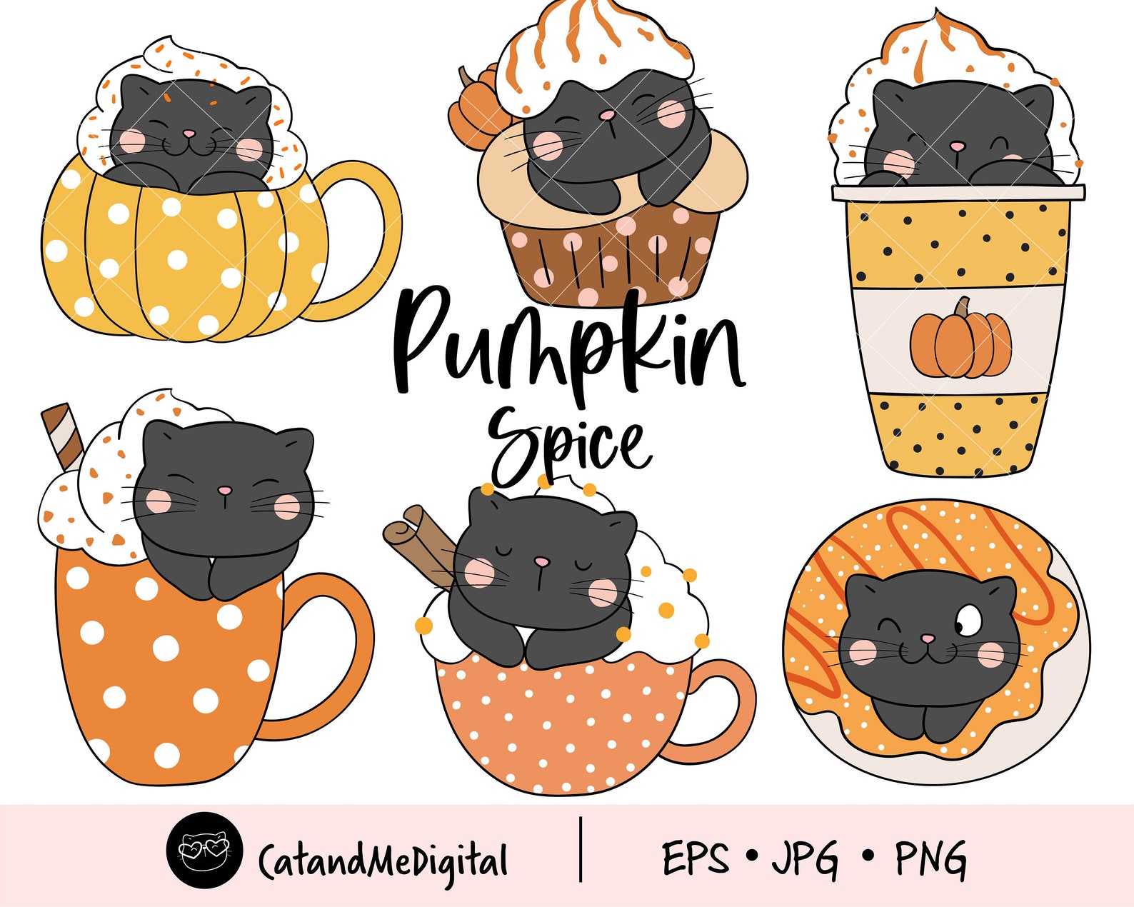 Pumpkin Spice Clipart Fall Clipart Autumn Clipart Coffee Cupcake ...