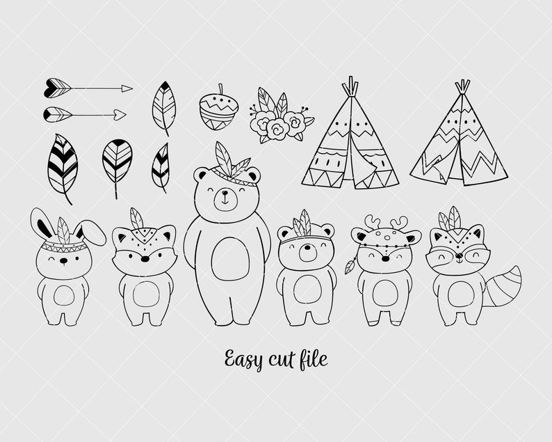 Tribal Woodland Animal Svg Boho Animals Svg Woodland Animals | Etsy