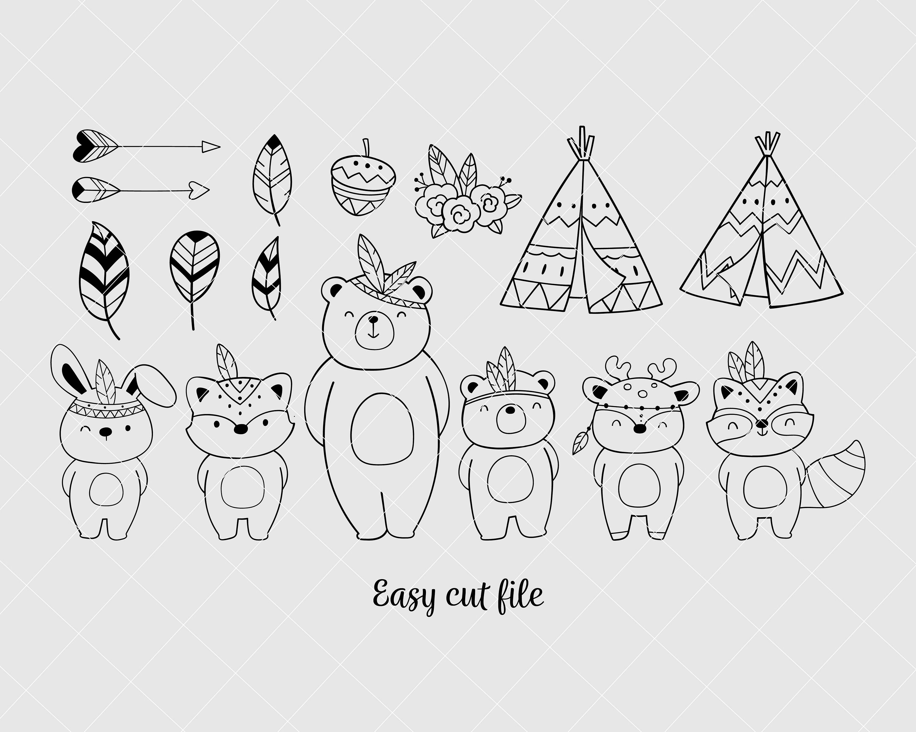 Stammes-Wald-Tier Svg Boho Tiere Svg Wald Tiere Boho Tiere Svg Umriss ...