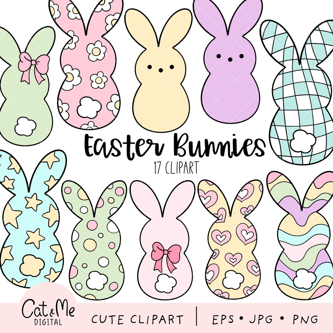 Easter Bunny Clipart Bunny Peeps Png Groovy Retro Bunny Clipart ...