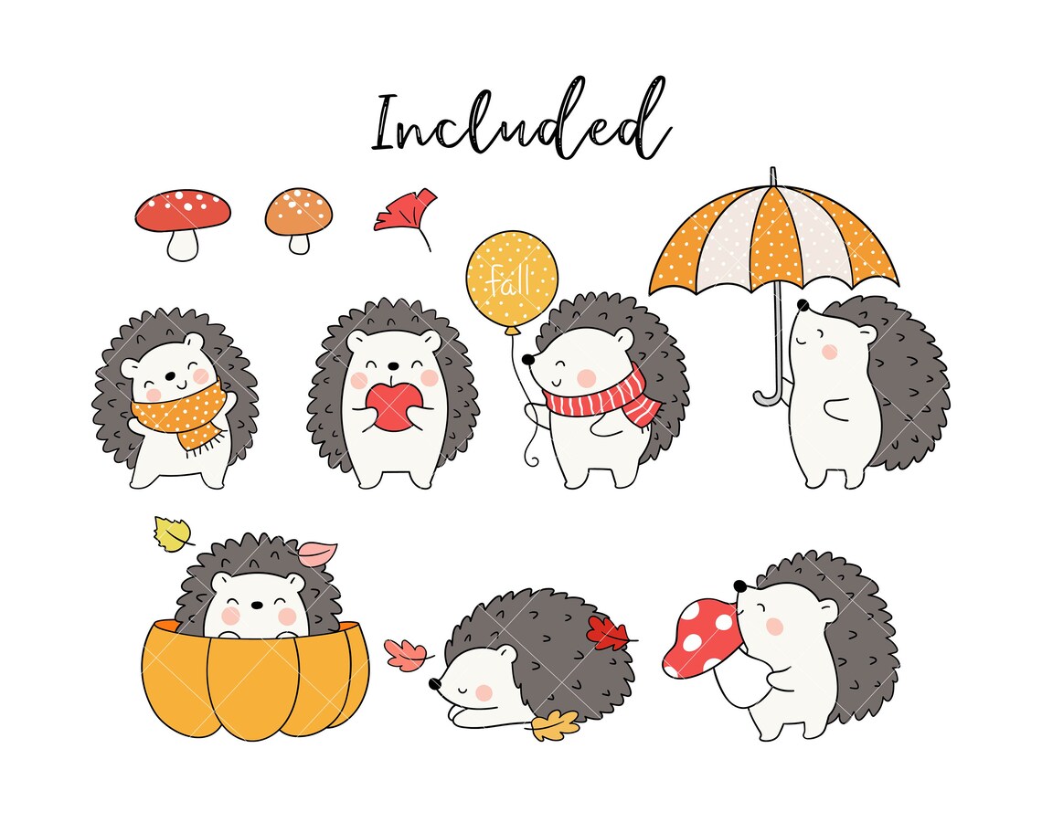 Hedgehogs Cliparts Hedgehogs Png Autumn Clipart Animal Clipart Woodland ...