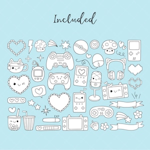 Gamer Girl Digital Stamp Cozy Gamer Stamp Png Trendy Gaming Coloring ...