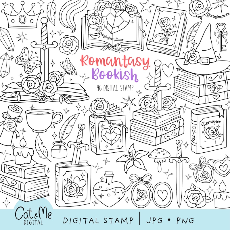 Romantasy Library Stamp - Etsy