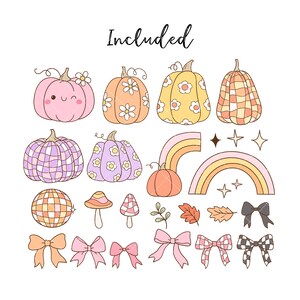 Groovy Retro Pumpkin Clipart Autumn Png Disco Pumpkin Png Trendy Fall ...