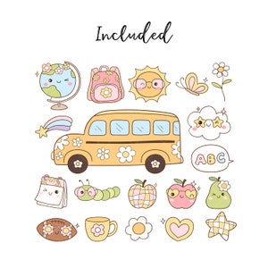 Groovy School Clipart Retro Back to School Groovy Teacher Clipart ...