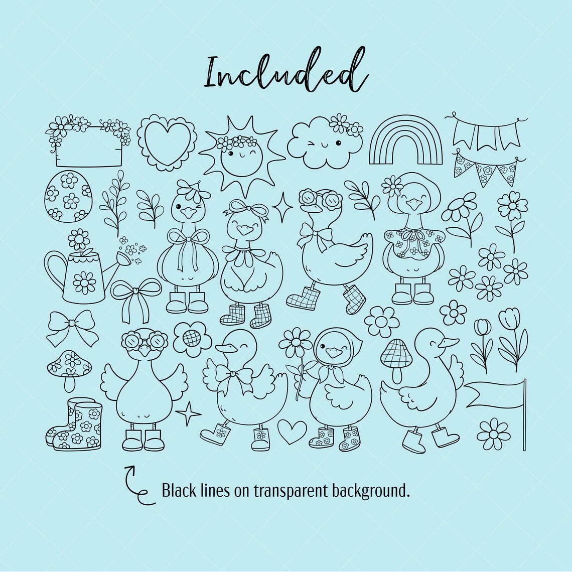 Spring Silly Goose Digital Stamp Spring Coloring Silly Goose Stamp ...