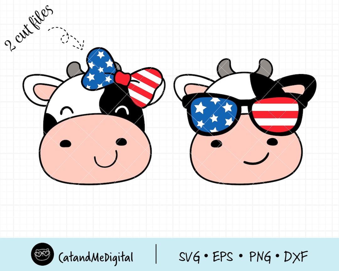 4th of July Cow Svg Cow Svg Face Cow Svg Kid 4th of July Independence ...