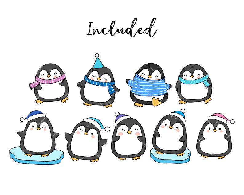 Winter Penguins Clipart Bird Clipart Arctic Animal Png Winter - Etsy