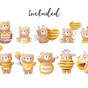 Watercolor Bee Bear Clipart Animal Woodland Png Bee Honey Clipart ...