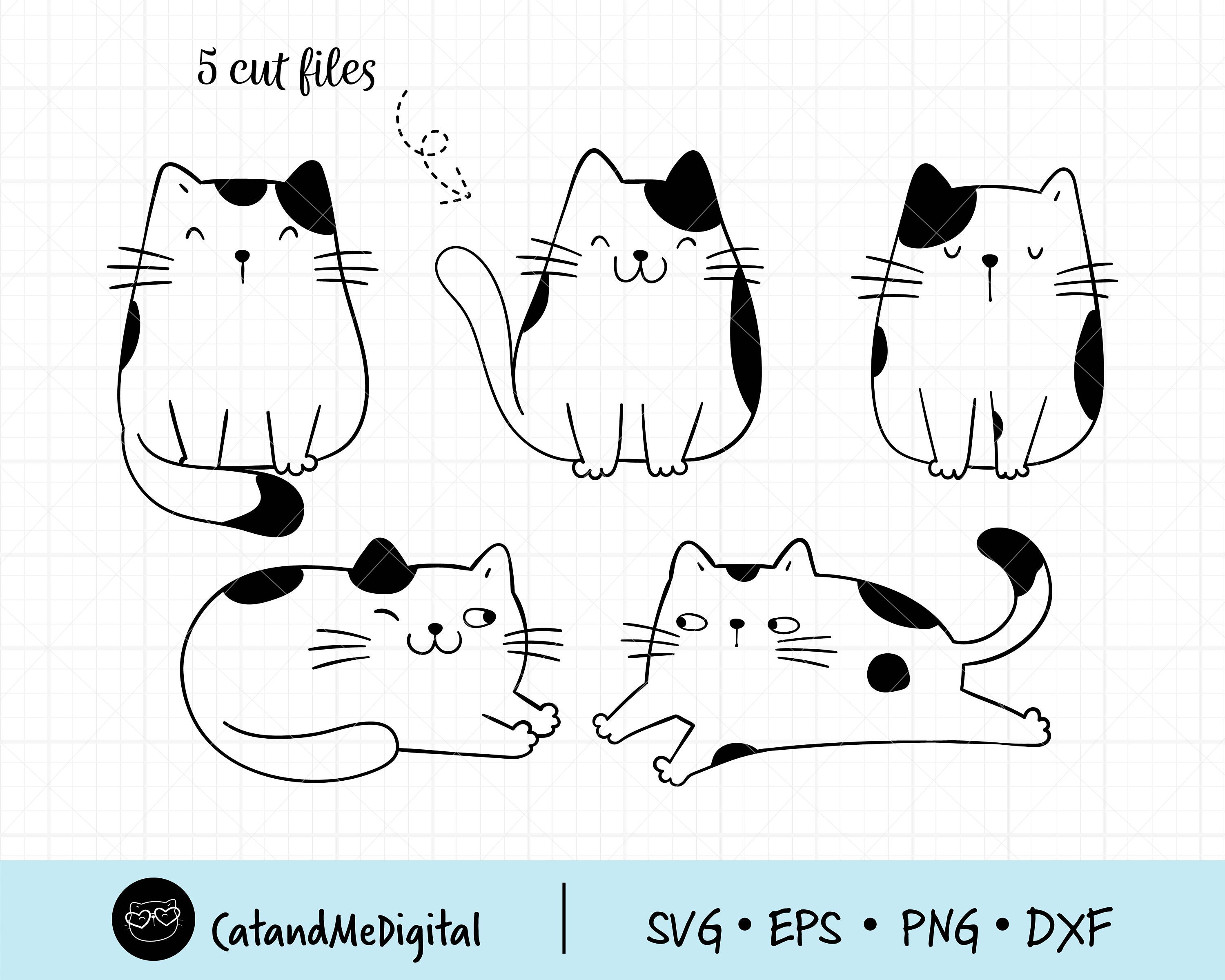 Doodle Cat Svg Cutting File Cat SVG Silhouette Svg Cricut Cutting Files ...